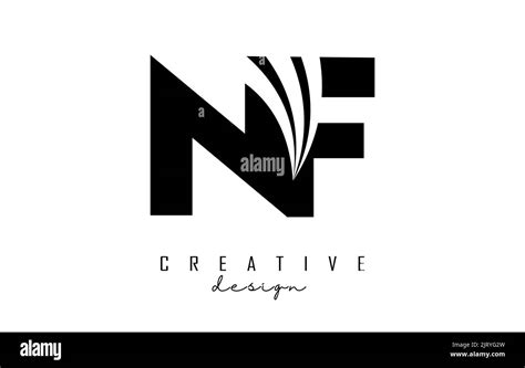 Creative Black Letter NF N F Logo With Leading Lines And Road Concept Design Letters With