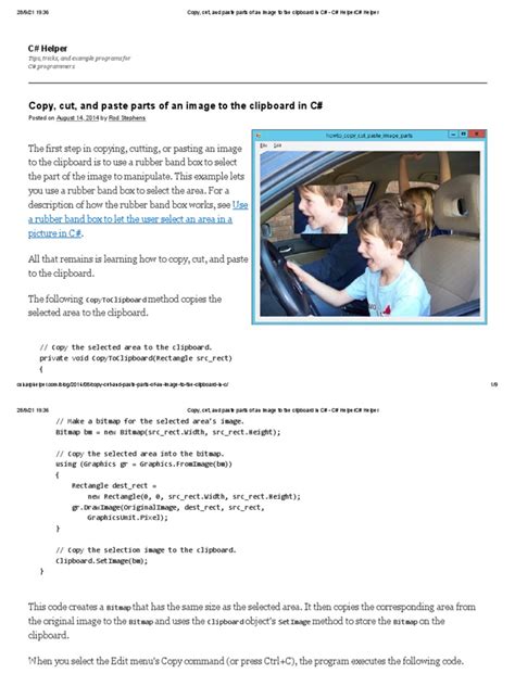 Copy Cut And Paste Parts Of An Image To The Clipboard In C C
