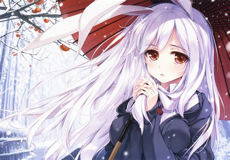 Touhou Anime Girls Blushing Bunny Ears Fruit Ke Ta Long Hair