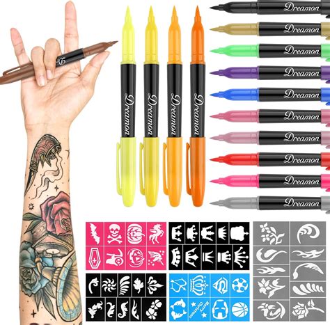 Sanlebi Temporary Tattoo Pen Removable Tattoo Pens Multi Coloured