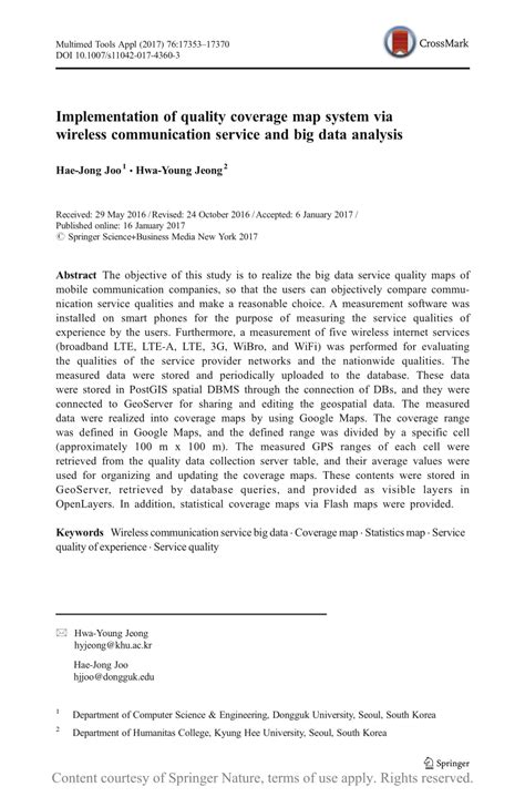 Implementation Of Quality Coverage Map System Via Wireless Communication Service And Big Data