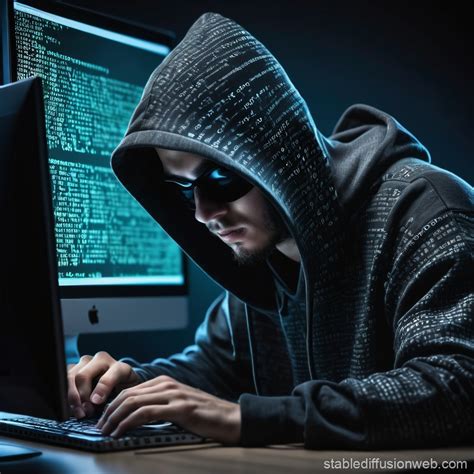 Hacker Coding On Computer Screen Stable Diffusion Online
