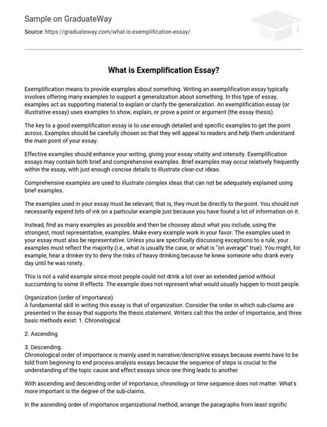 ⇉what Is Exemplification Essay Essay Example Graduateway