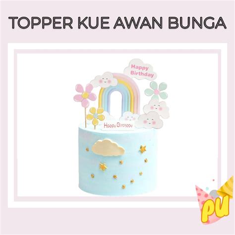 Jual Topper Kue Awan Pelangi Bunga Topper Kue Pelangi Awan Daisy Shopee Indonesia