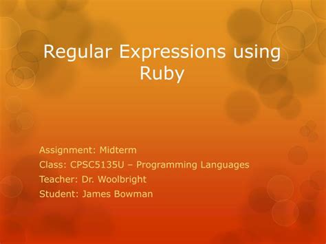 PPT Regular Expressions Using Ruby PowerPoint Presentation Free