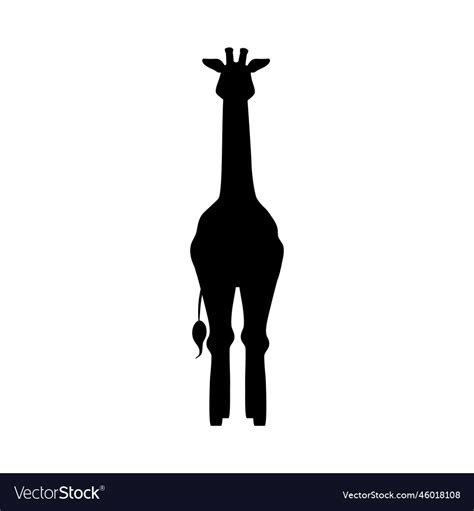 Black Giraffe Silhouette Front View Flat Style Vector Image