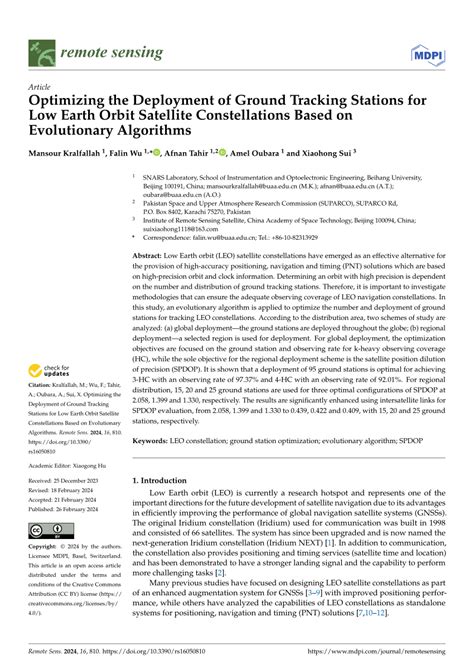Pdf Optimizing The Deployment Of Ground Tracking Stations For Leo
