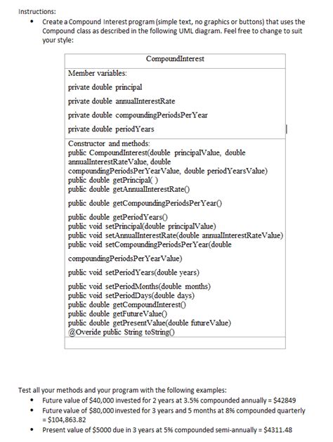 Solved Instructions Create A Compound Interest Program Chegg