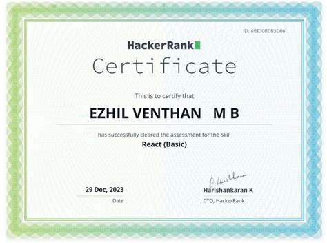 Ezhil Venthan Mb On Linkedin React Hackerrank Frontenddeveloper