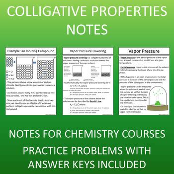 Colligative Properties Notes For Chemistry Courses By Defunct Adjunct