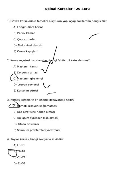 Spinal Korseler 20 Soru Pdf
