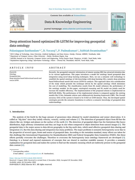 Deep Attention Based Optimized Bi Lstm For Improving Geospatial Data Ontology Pdf