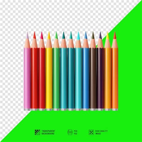 Premium PSD Vector Colored Pencils Standing Parallel SVG With Solid Transparent PNG File