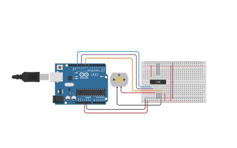 circuit design dc motor with l293d ic tinkercad