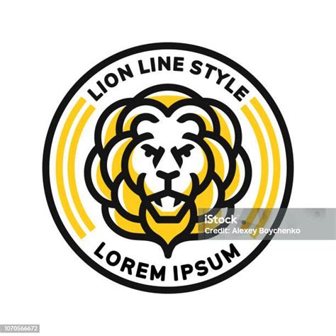 사자 머리 현대 선 스타일벡터 일러스트 레이 션 흰색 배경에 휘장 디자인 광고에 대한 스톡 벡터 아트 및 기타 이미지 광고