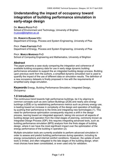 Pdf Understanding The Impact Of Occupancy Toward Integration Of Building Performance
