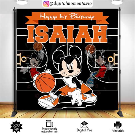 Mickey Mouse Basketball 8x8 Custom Backdrop Digital File Only