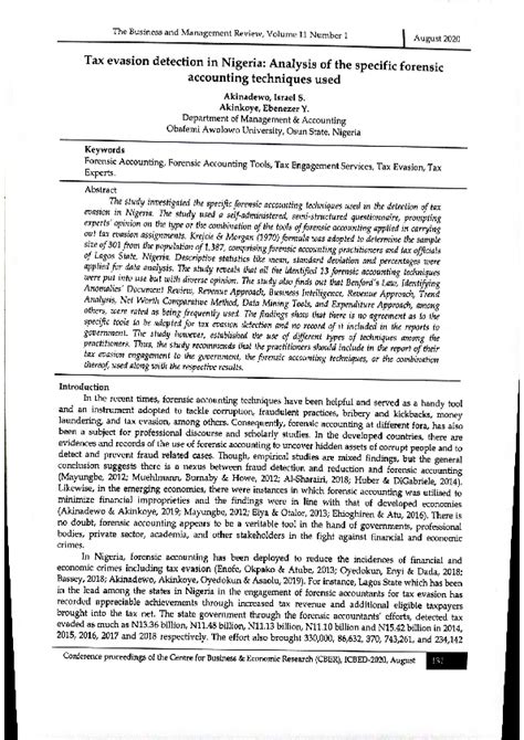 Pdf Tax Evasion Detection In Nigeria Analysis Of The Specific