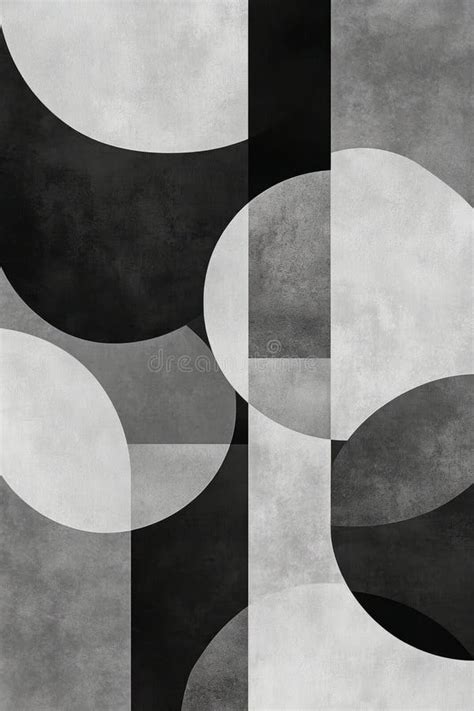 A Minimalist Grayscale Pattern Of Overlapping Circles And Rectangles