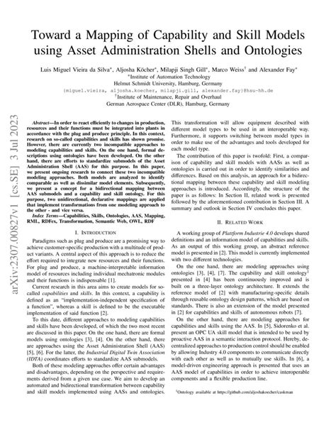 Toward A Mapping Of Capability And Skill Models Using Asset