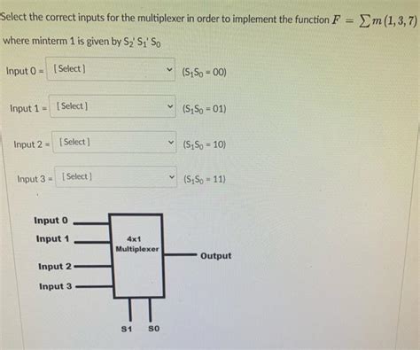 Solved Select The Correct Inputs For The Multiplexer In