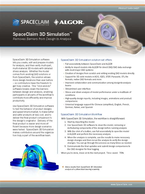 Spaceclaim 3d Simulation Brochure Pdf Pdf 3 D Modeling Computer