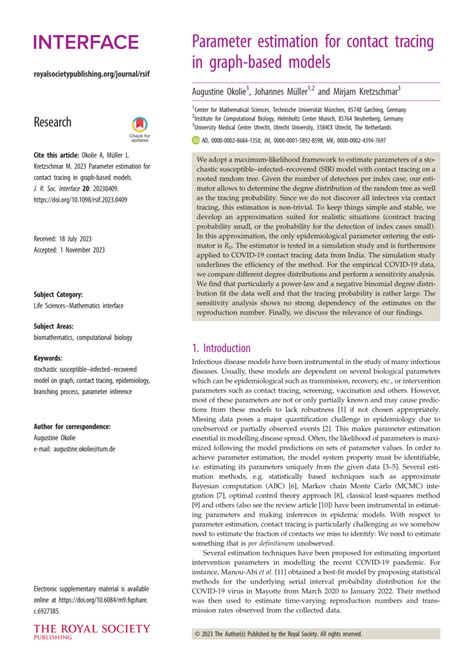 Parameter Estimation For Contact Tracing In Graph Based Models