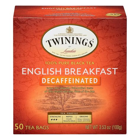 Twinings English Breakfast Decaffeinated Pure Black Tea Bags 50 Count Box