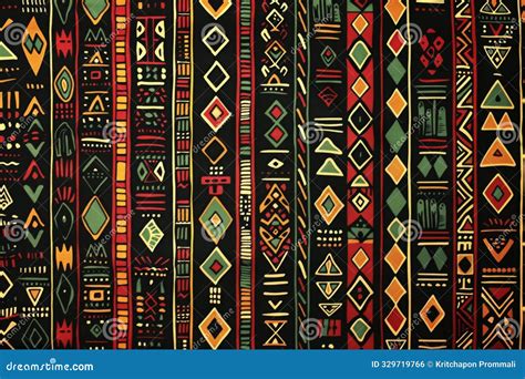 An African Inspired Pattern With Geometric Shapes And Tribal Motifs