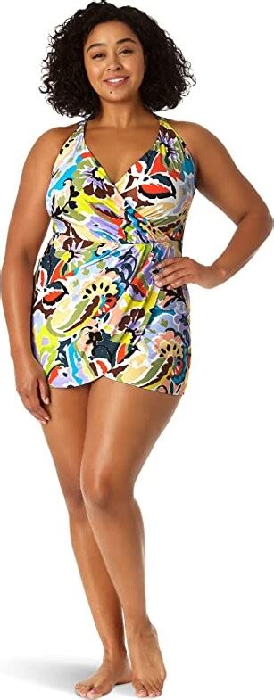 Anne Cole Plus Size Surplice Maillot Swim Dress Shopstyle