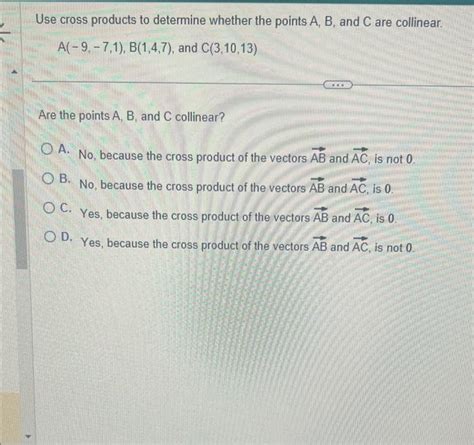 solved use cross products to determine whether the points a