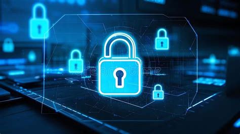 Cybersecurity And Digital Padlock Interface Stock Illustration Illustration Of Horizontal