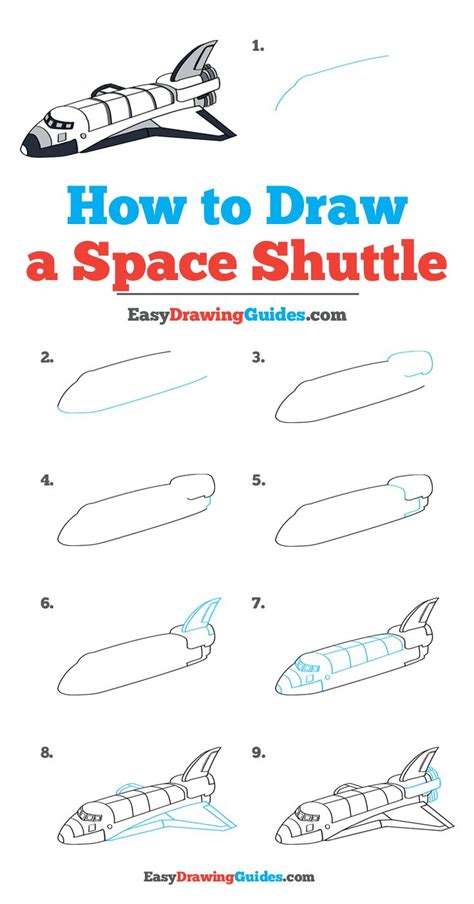 How To Draw A Space Shuttle Space Drawings Drawing Tutorial Easy Spaceship Drawing