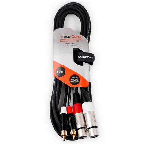 X Female Xlr To X Rca Gold Phono Plug Twin Lead Audio Signal