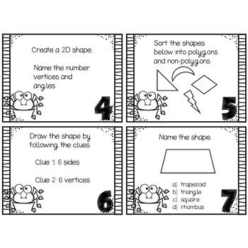 2D Shapes Task Cards By Triple The Learning TPT