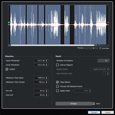 detect silence dialog