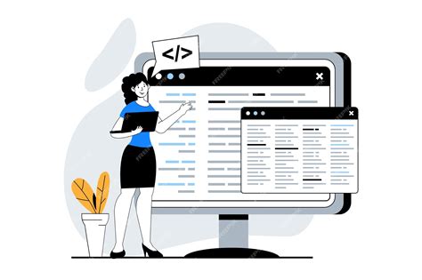 premium vector web development concept with people scene in flat