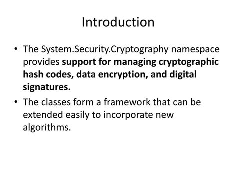 Ppt The Systemsecuritycryptography Namespace Powerpoint