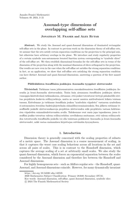 Pdf Assouad Type Dimensions Of Overlapping Self Affine Sets