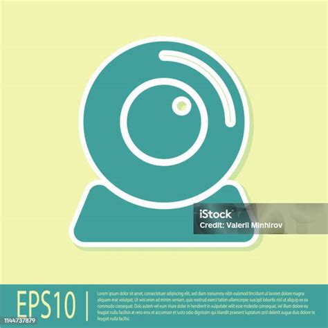 녹색 웹 카메라 아이콘 노란색 배경에 고립입니다 채팅 카메라 웹캠 아이콘입니다 평면 디자인입니다 벡터 일러스트 0명에 대한 스톡