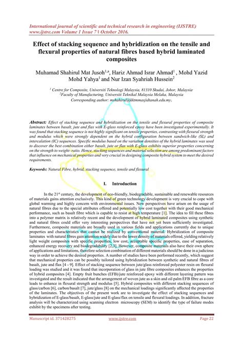 Effect Of Stacking Sequence And Hybridization On The Tensile And Flexural Properties Of Natural