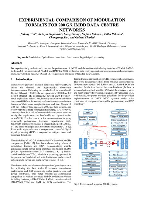 Pdf Experimental Comparison Of Modulation Formats For 200 Gλ Imdd
