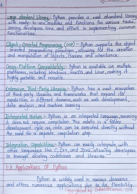 Python Handwritten Notes Codewithcurious
