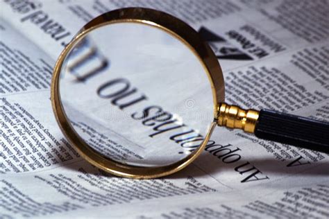 Old Style Magnifying Glass Lens And Newspaper Stock Image Image Of