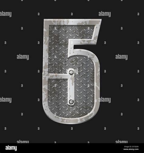Metallic Style Silver Number Five Iron Number 5 Isolated In Vector