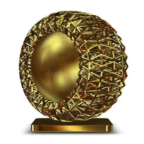 3d Render Golden Shape Background Unique Design Geometric Figure