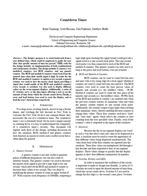 Countdown Timer 1 Pdf Computer Science Electronic Design