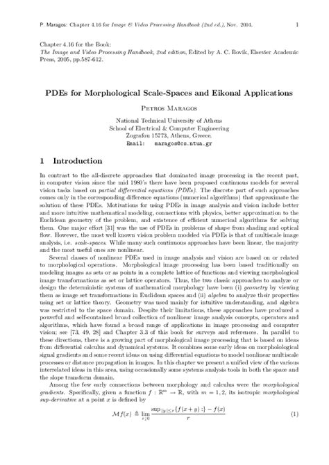 Pdf Pdes For Morphological Scale Spaces And Eikonal Applications
