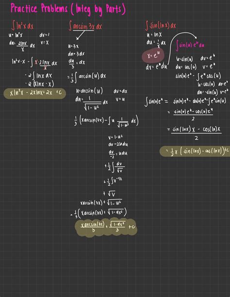 Solution Calculus2 Integration By Parts With Practice Problems Studypool