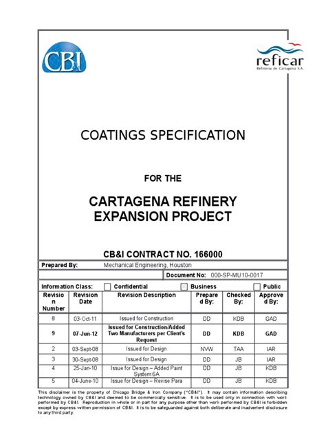 Revision 9 Coatings Specification Pdf Paint Specification